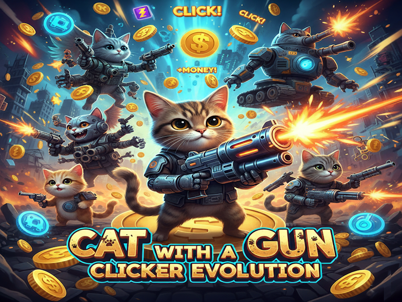 Cat with a Gun Clicker Evolution 🕹️ العب عبر الإنترنت على SGameS